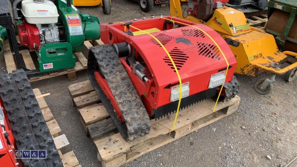 2022 RAPTOR rubber tracked remote control petrol rotary mower c/w ...