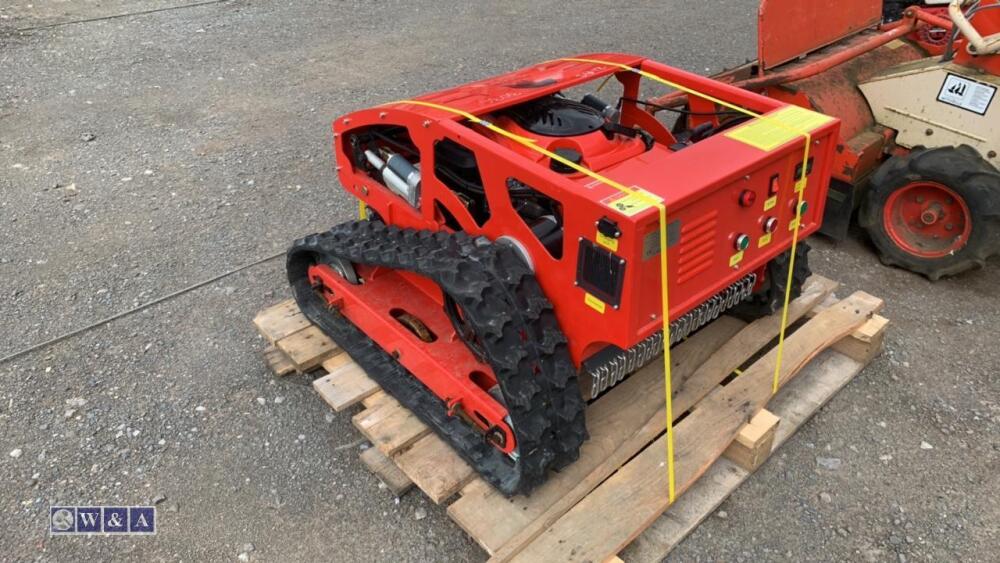 2022 RAPTOR rubber tracked remote control petrol rotary mower c/w ...